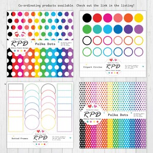 Polka Dot Page Borders Digital Clip Art Set, Rainbow Colours, Letter ...