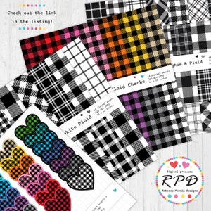 SALE Buffalo Plaid Clipart Hearts Set, PNG Transparent Background, Red ...