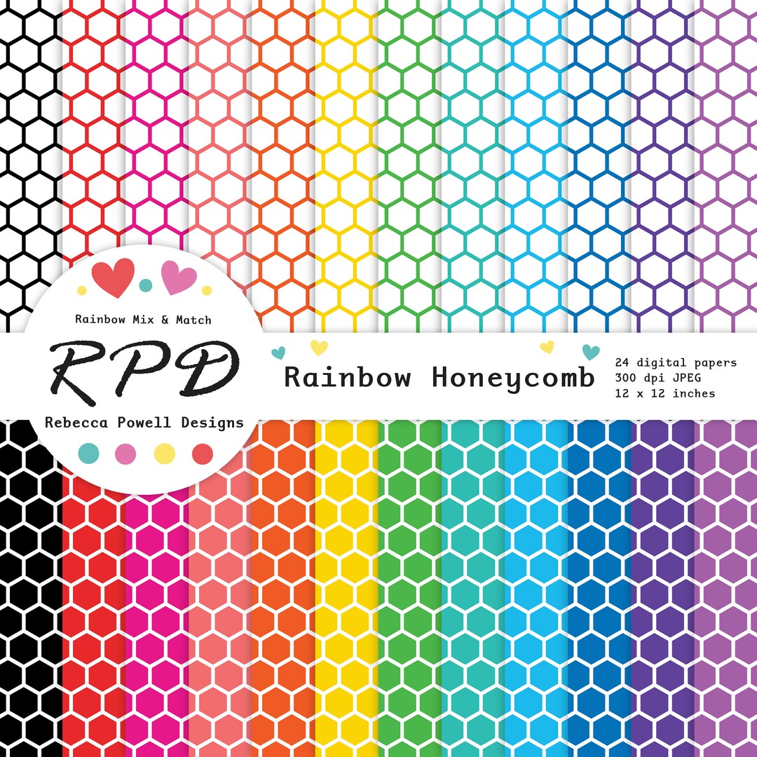 Honeycomb Digital Paper Pack, Seamless, Geometric Hexagons, Multi ...