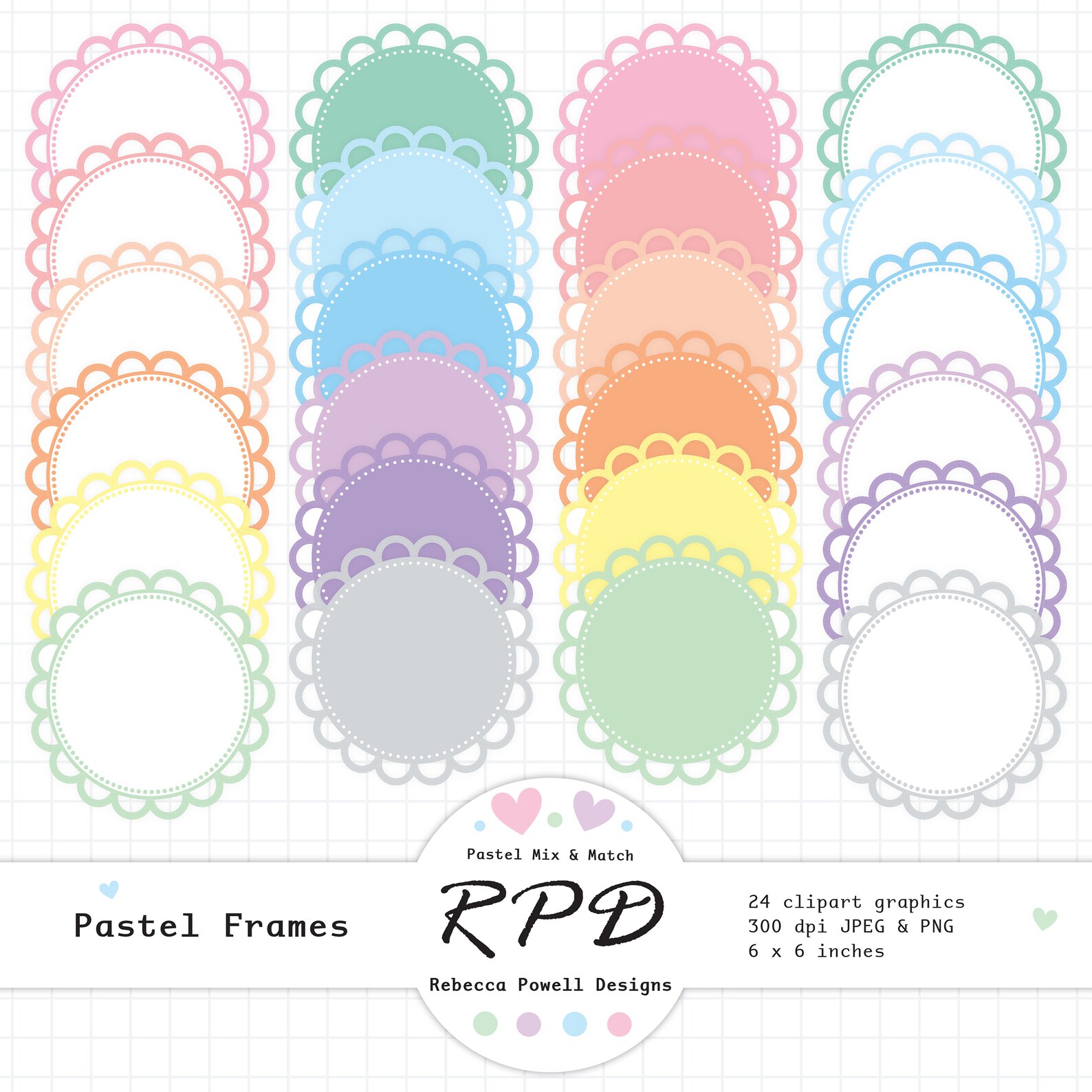 Vintage Style Digital Clip Art Frames, Pastel Colours, Scrapbooking ...