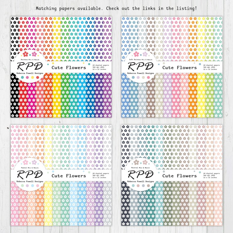Rainbow Flower Seamless Pattern, Scrapbook Paper (digital Download) - Etsy