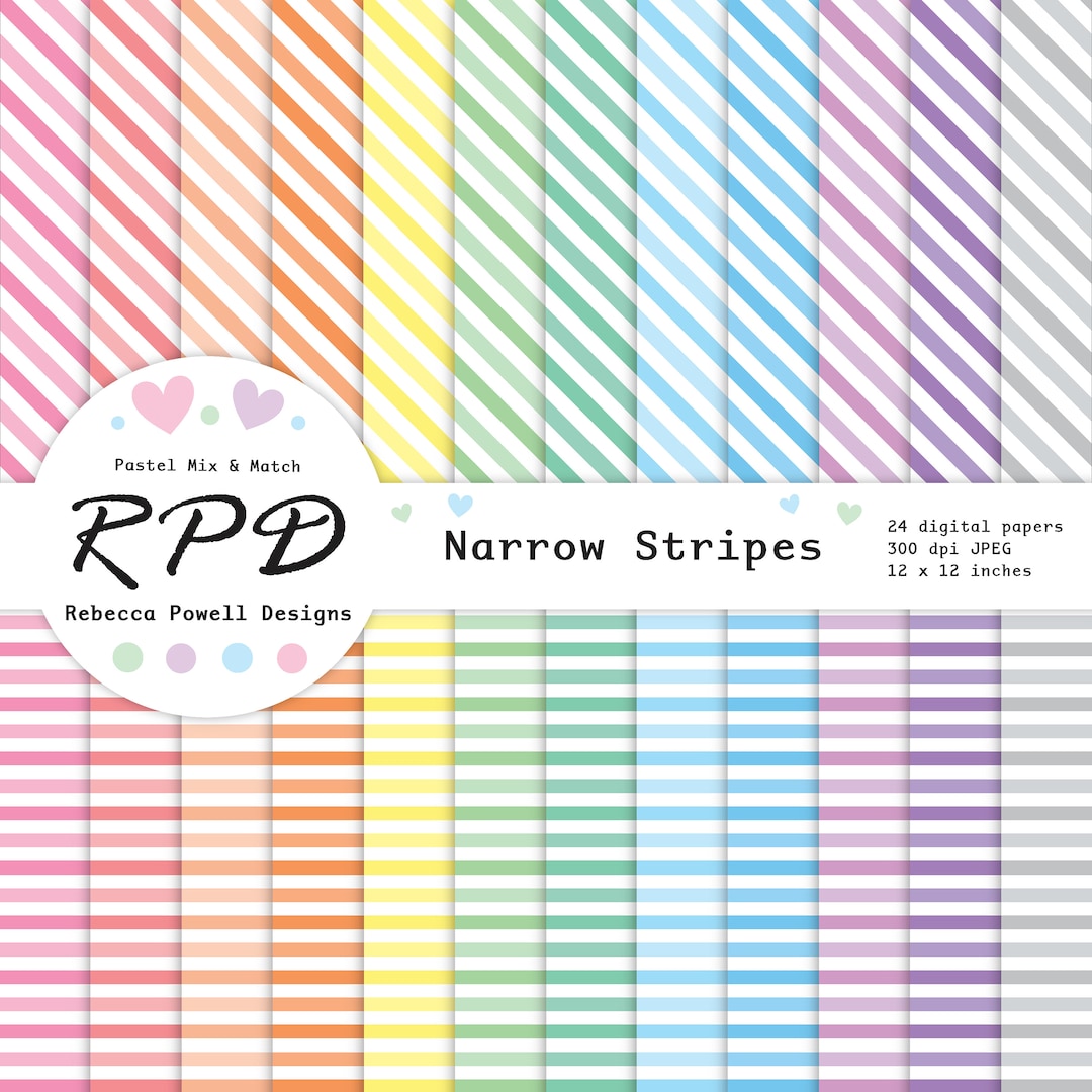 Stripes Digital Paper, Seamless Pattern, Pastel Colours & White ...