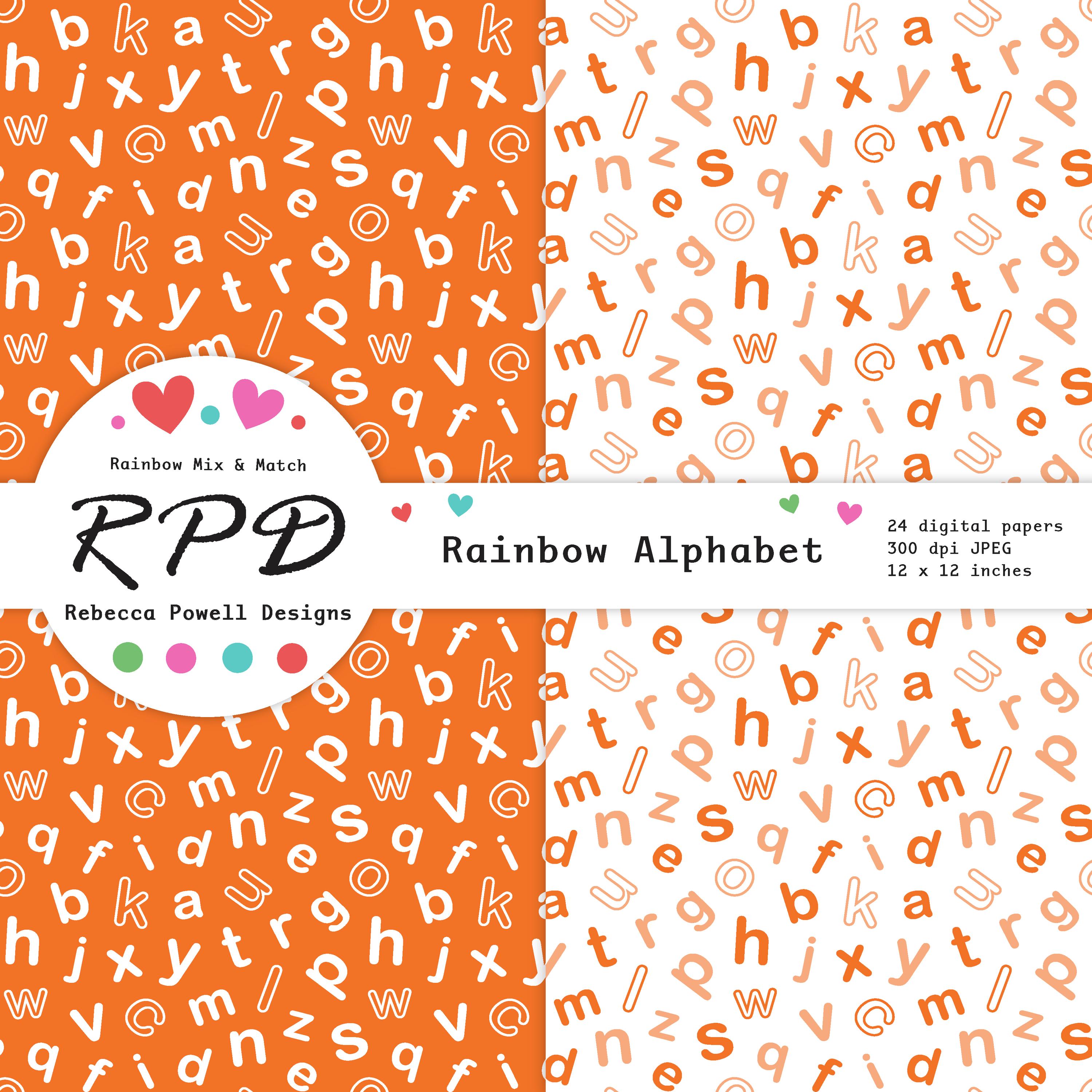 Rainbow Alphabet Digital Paper: Seamless Pattern Scrapbook (digital ...