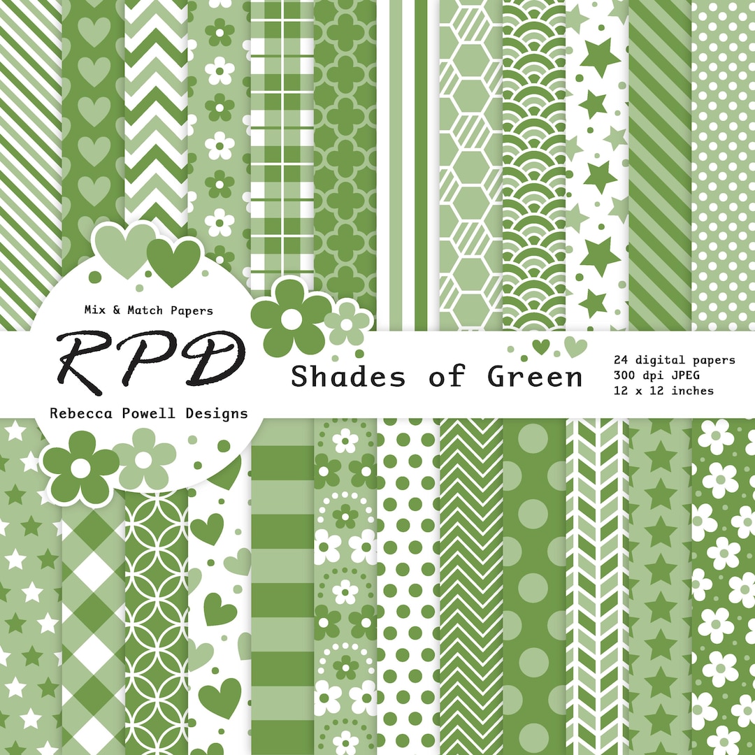 Green & White Confetti Spots Digital Paper Pack, Seamless Patterns ...