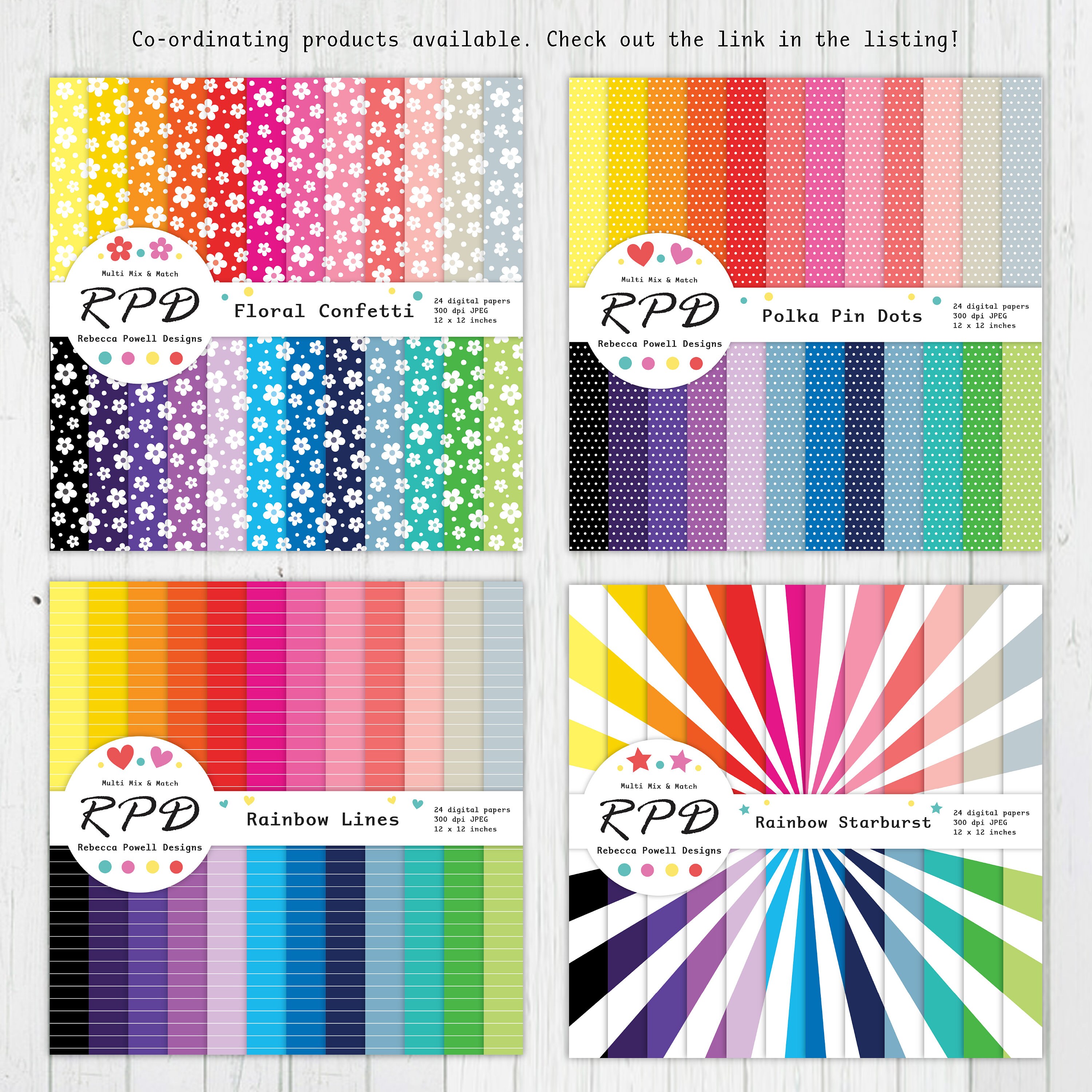 Rainbow Chevron Stripes Digital Paper Pack: Seamless Scrapbook ...
