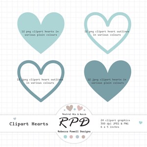 Love Hearts Digital Clip Art Set, Neutral Colours, Png, Jpeg ...
