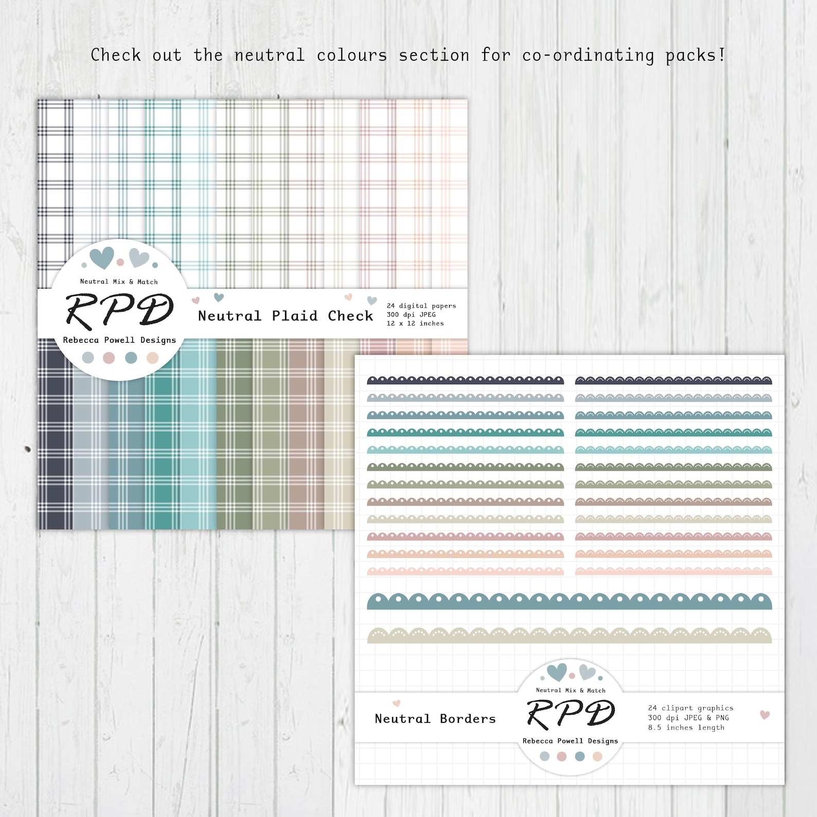 Gingham Pattern Seamless Digital Paper, Neutral Colours & White ...