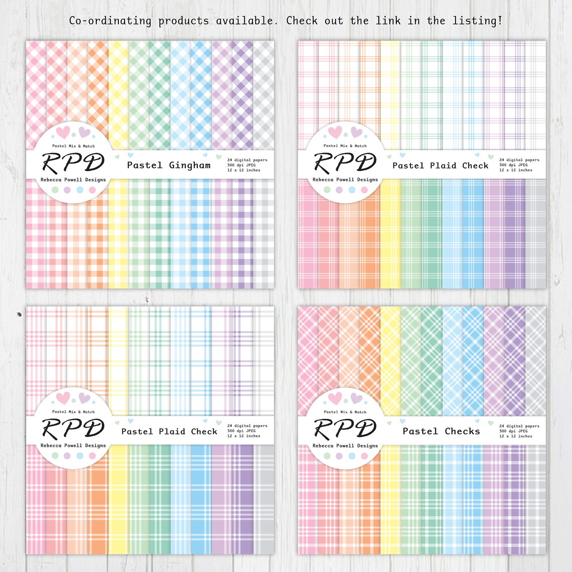 Checkerboard Pattern Seamless Digital Paper, Pastel Colours & White ...