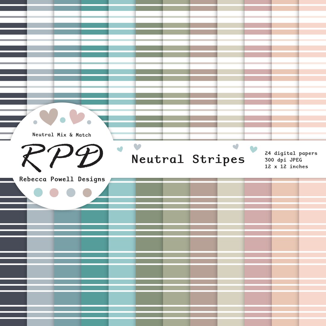 Neutral Stripes Digital Paper Pack: Seamless Scrapbook Backgrounds ...