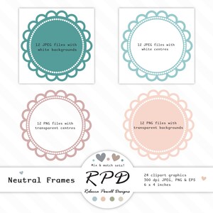 Circular Scalloped Frames Digital Clip Art Set Vintage Style - Etsy