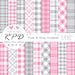 Pink, Grey & White Gingham Plaid Checks Digital Paper, Seamless ...