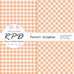 Gingham Pattern Seamless Digital Paper, Pastel Colours & White ...