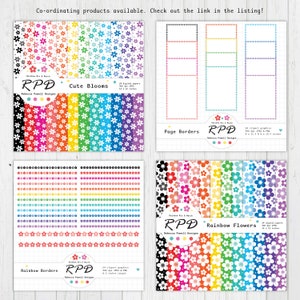 Flowers Floral Digital Clip Art Set, Hand Drawn, Rainbow Colours, White ...