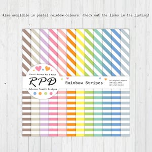 Horizontal & Diagonal Stripes Seamless Digital Paper, Printable ...