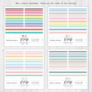 Vintage Scalloped Borders Digital Clip Art, Rainbow Colours ...