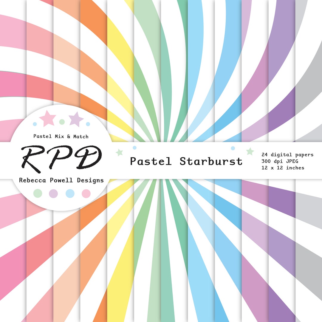 SALE Starburst Digital Paper, Sunburst Paper, Spiral Pattern, Pastel ...