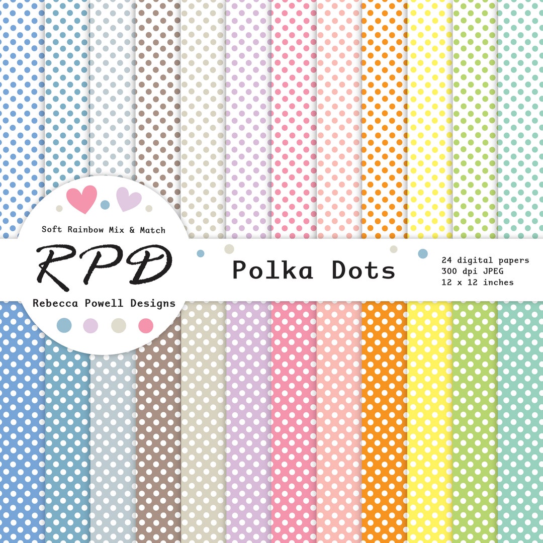 Mini Polka Dot Digital Paper Pack: Pastel Rainbow Seamless Patterns ...