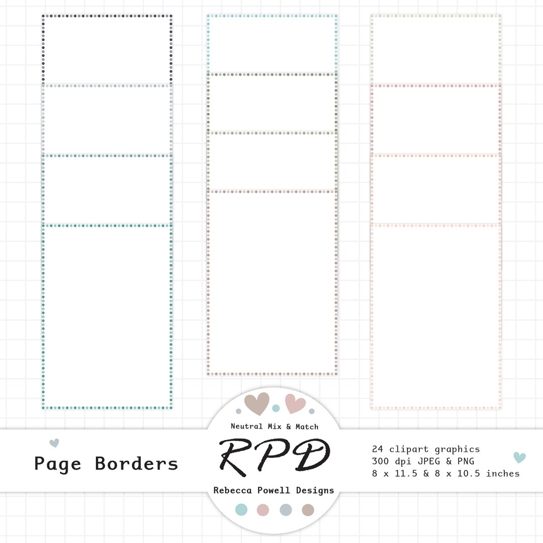 Polka Dot Page Borders Digital Clip Art Set, Neutral Colours, Letter ...
