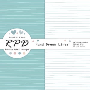 Lined Stripe Digital Paper Pack, Seamless Pattern, Neutral Colours ...