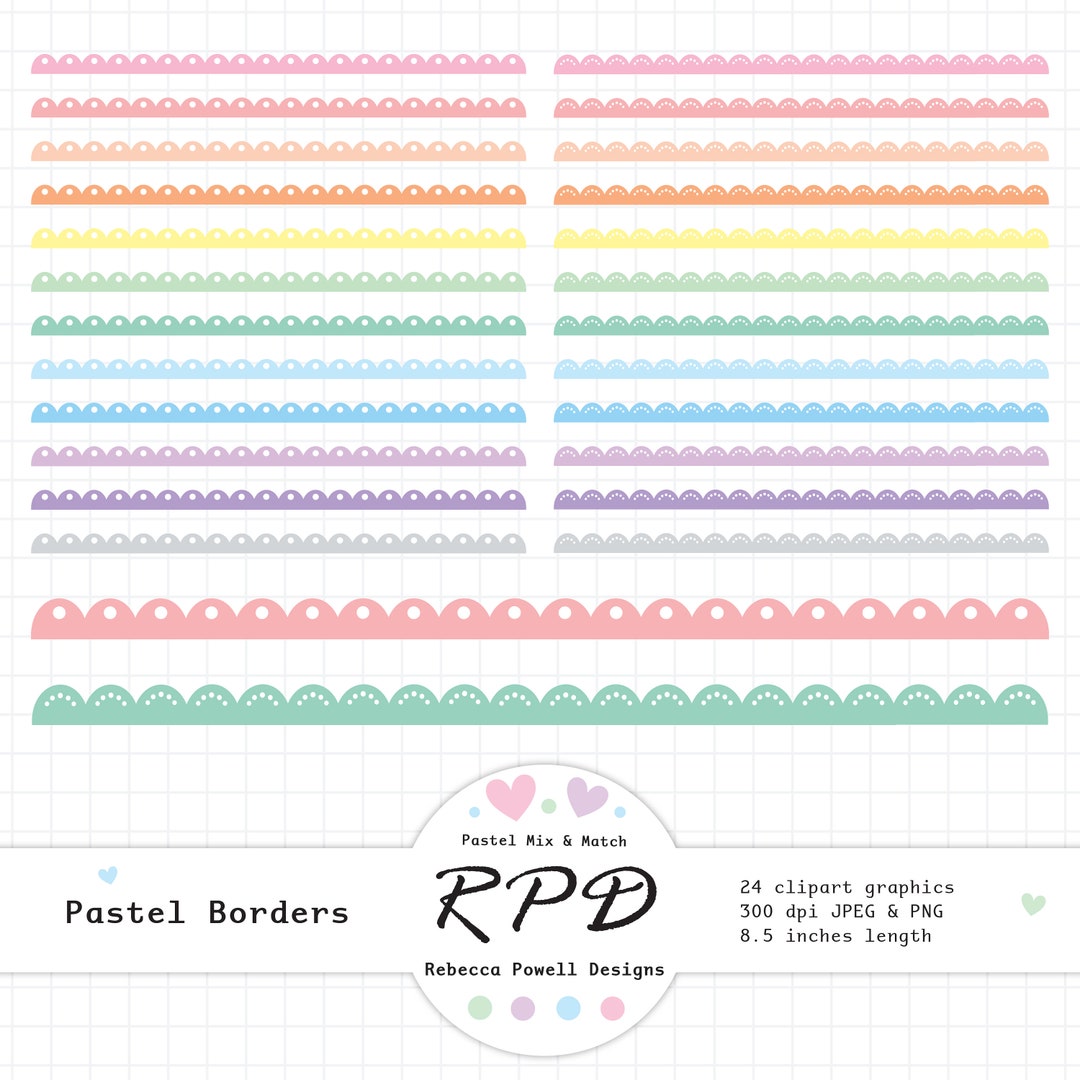 Vintage Scalloped Borders Digital Clip Art, Pastel Colours ...
