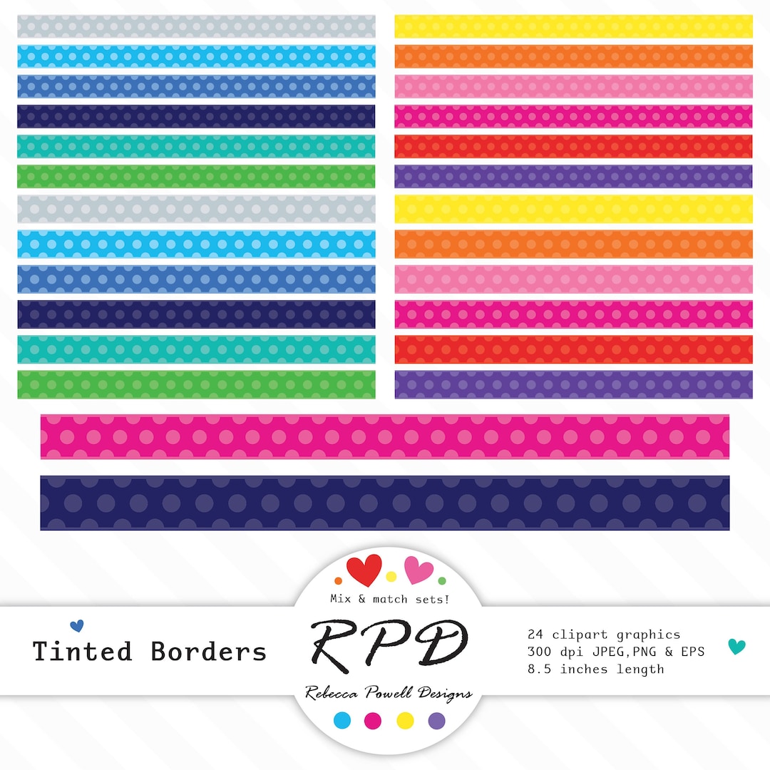 Borders Clip Art Set Ribbon Borders Polka Dot Border - Etsy
