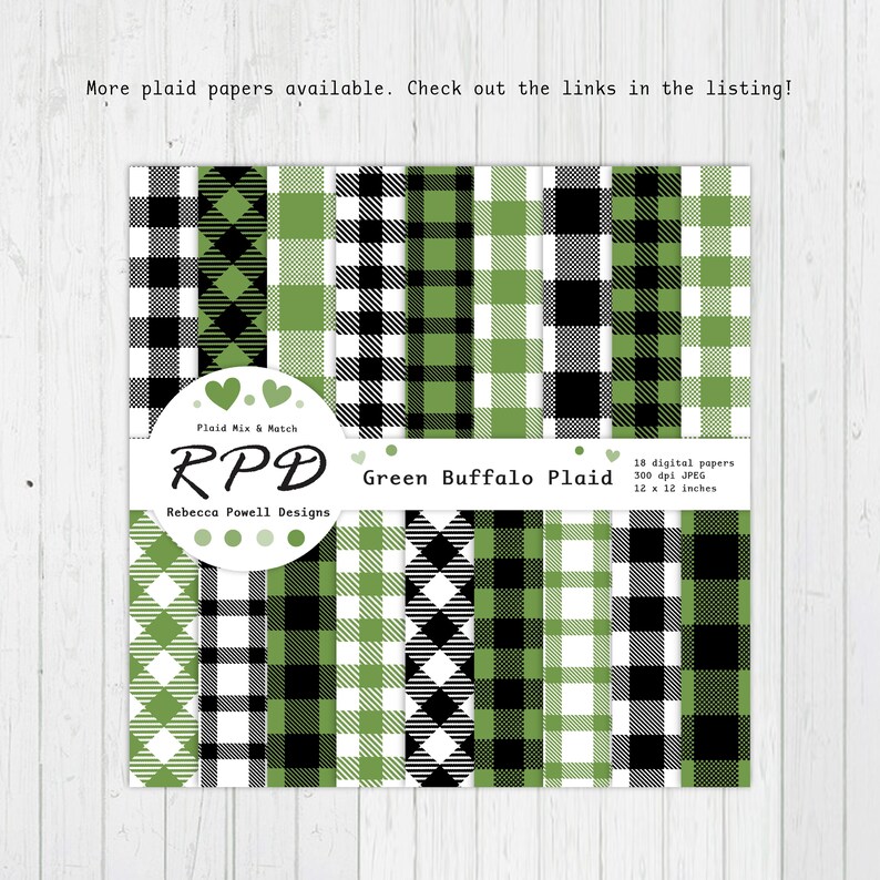 Blue Buffalo Plaid Digital Paper Pack: Seamless Checks Backgrounds ...