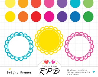 Frame Clipart Set 20 Digital Frames Round Frames Scalloped - Etsy