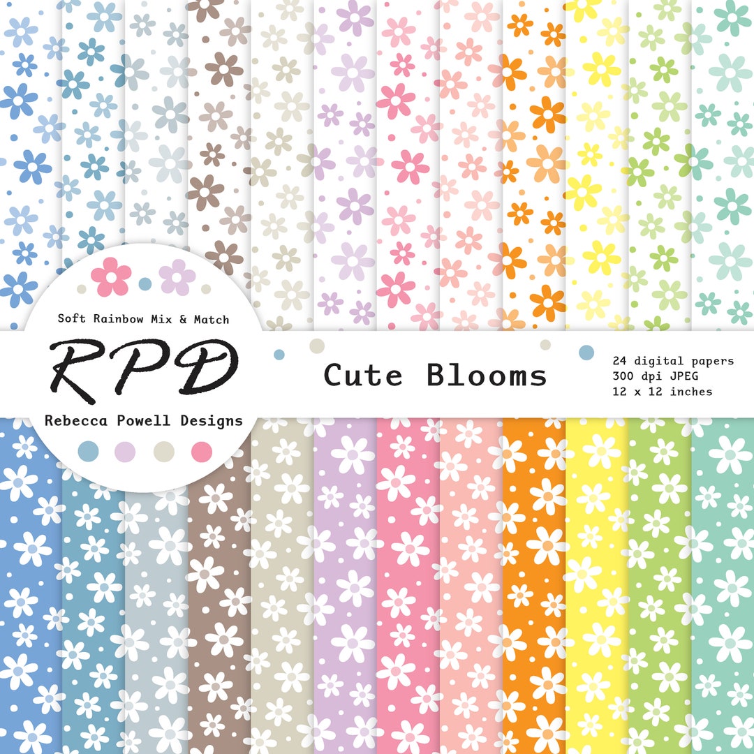 Flowers Floral Confetti Digital Paper Pack, Seamless Pattern, Pastel ...