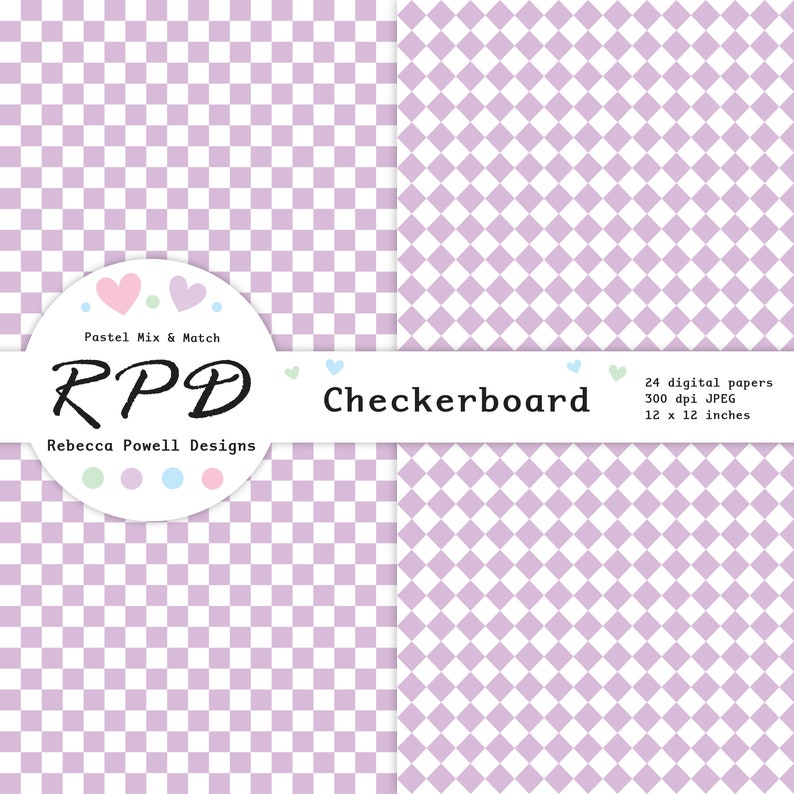 Checkerboard Pattern Seamless Digital Paper, Pastel Colours & White ...
