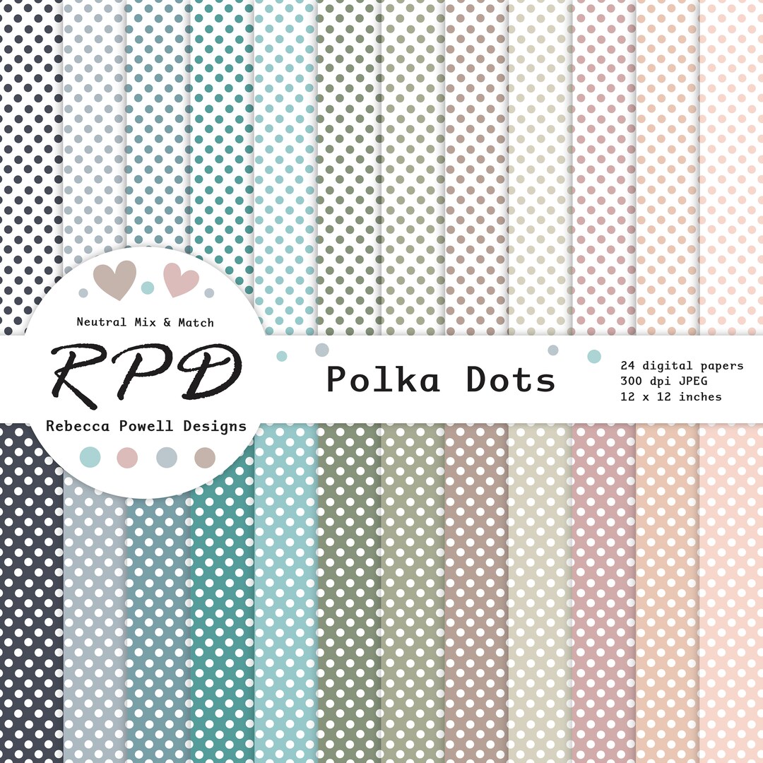Mini Polka Dots Digital Paper Pack, Seamless Pattern, Neutral Colours ...
