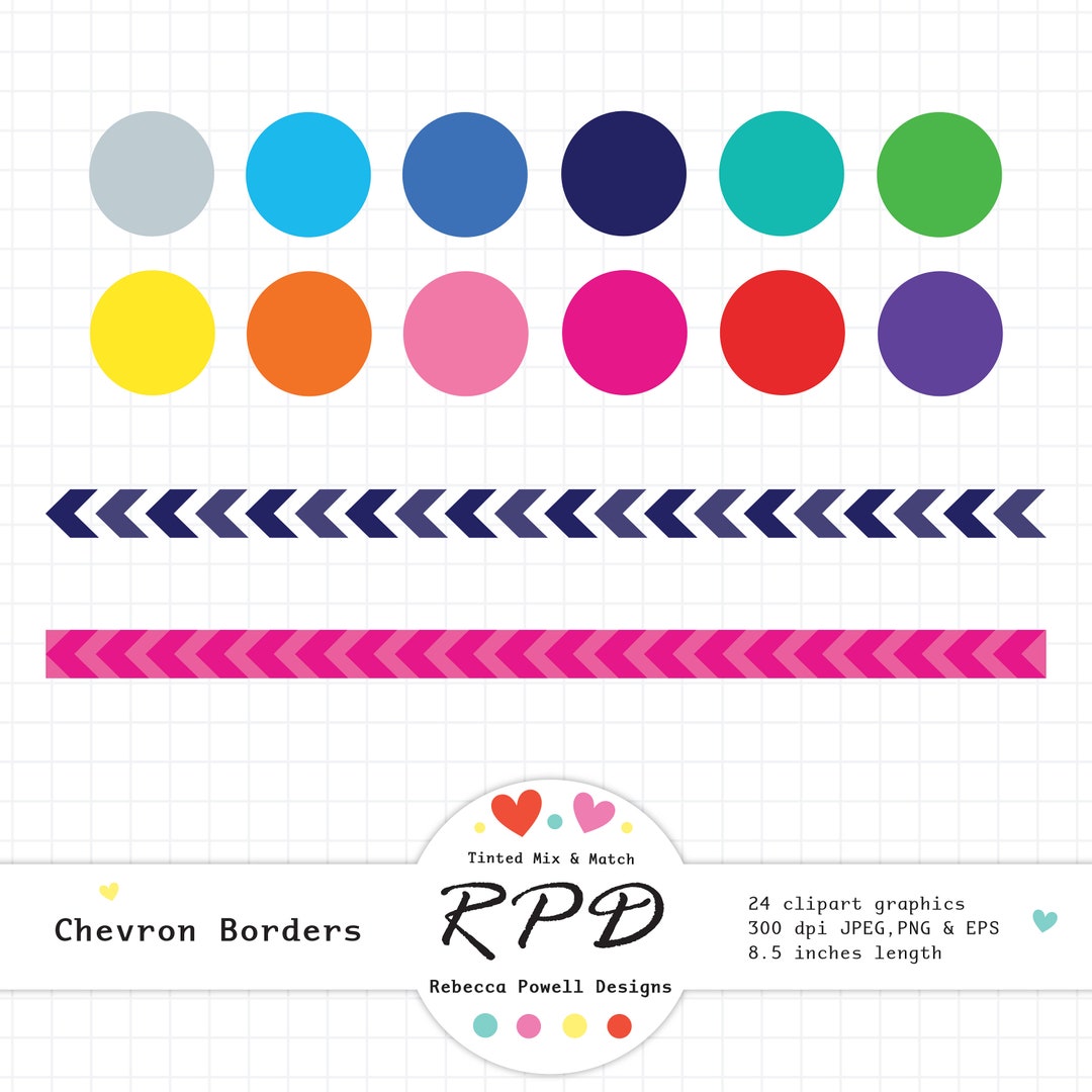 SALE Borders Digital Clip Art Set Chevron Stripes Multi - Etsy