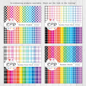 Plaid Tartan Check Seamless Digital Paper, Rainbow Colours & White ...