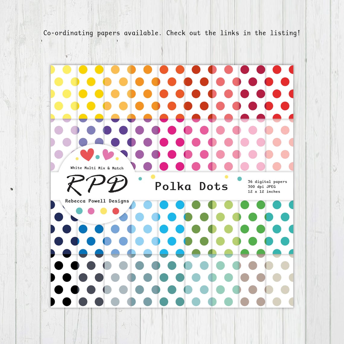 Polka Dots Seamless Digital Paper, Rainbow Colours & White, Scrapbook ...