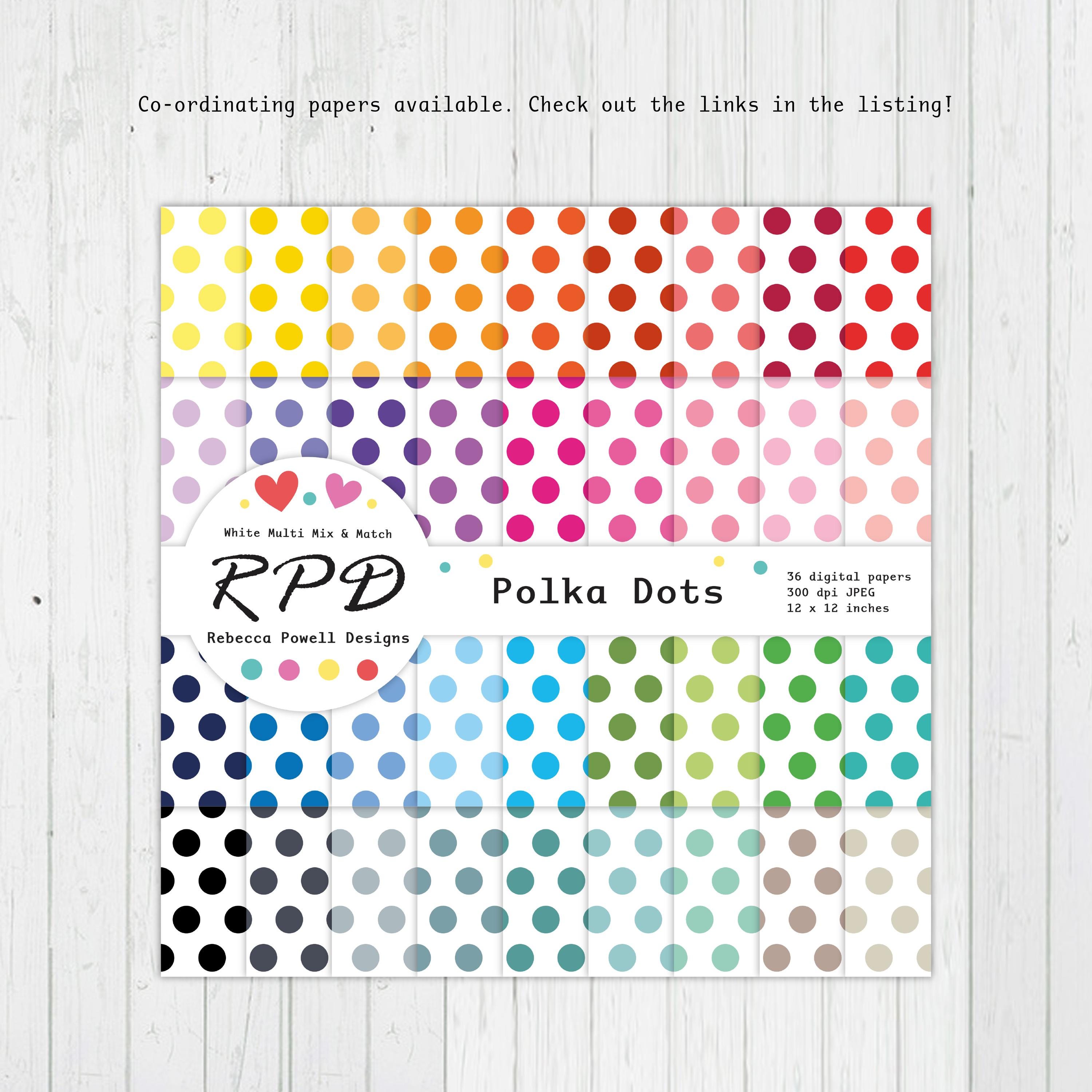 Polka Dots Seamless Digital Paper, Rainbow Colours & White, Scrapbook ...