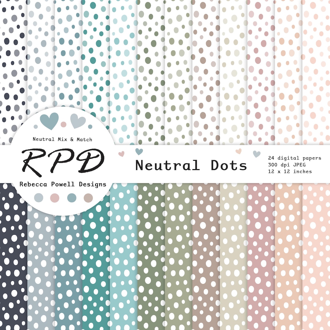 Dots Seamless Pattern Digital Paper, Neutral Colours, White Backgrounds ...