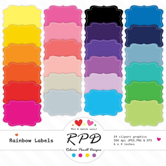 Printable Tags Label Clip Art Colored Labels Clipart 108, 50% OFF