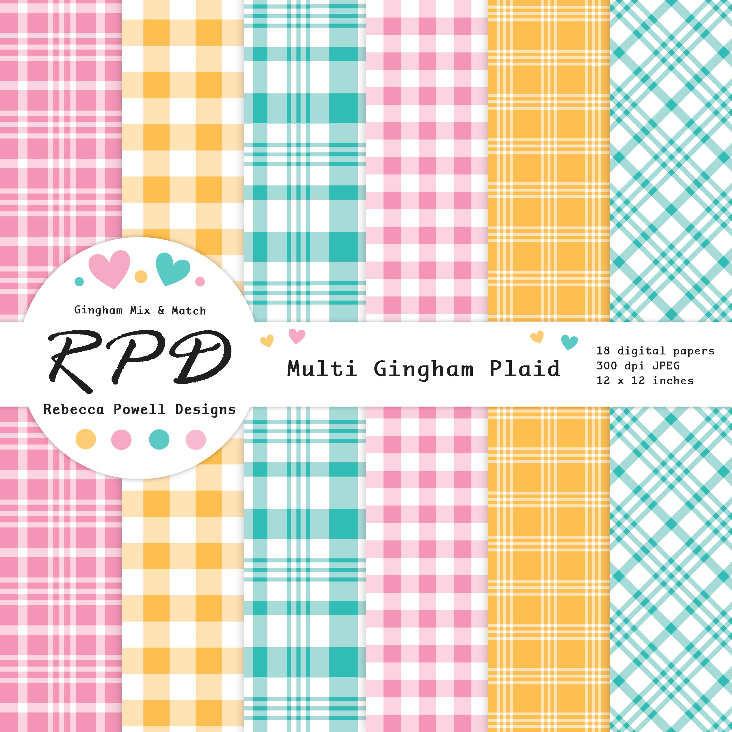 Rainbow Colours & White Plaid Checks Digital Paper Pack, Seamless ...