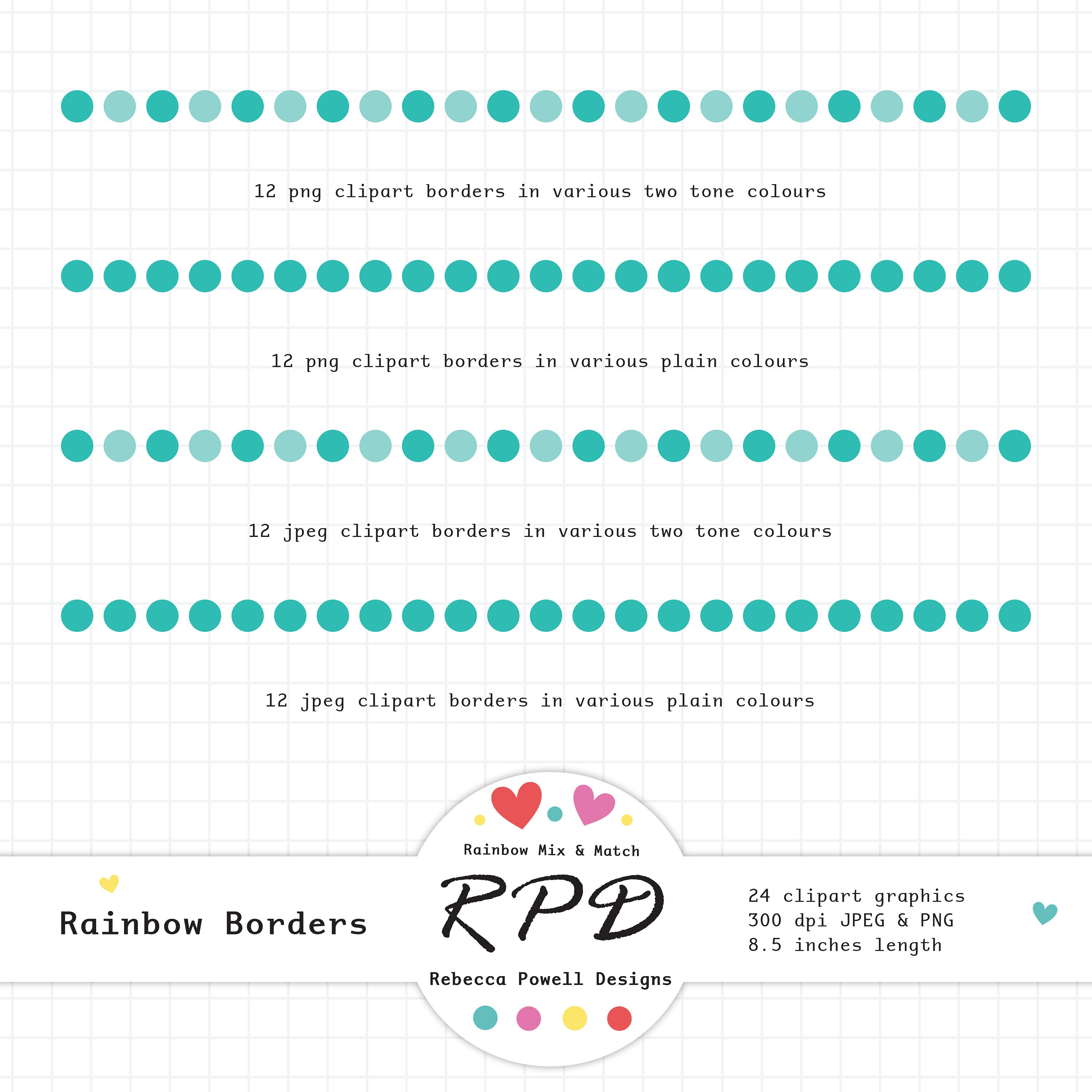 Polka Dot Rainbow Borders Clipart Set: Scrapbooking & Planner Graphics ...