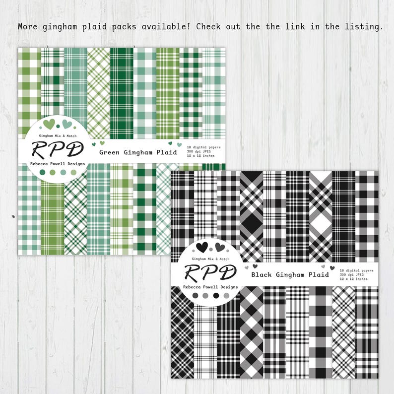Gingham Digital Paper Pack: Seamless Scrapbooking Backgrounds (digital ...