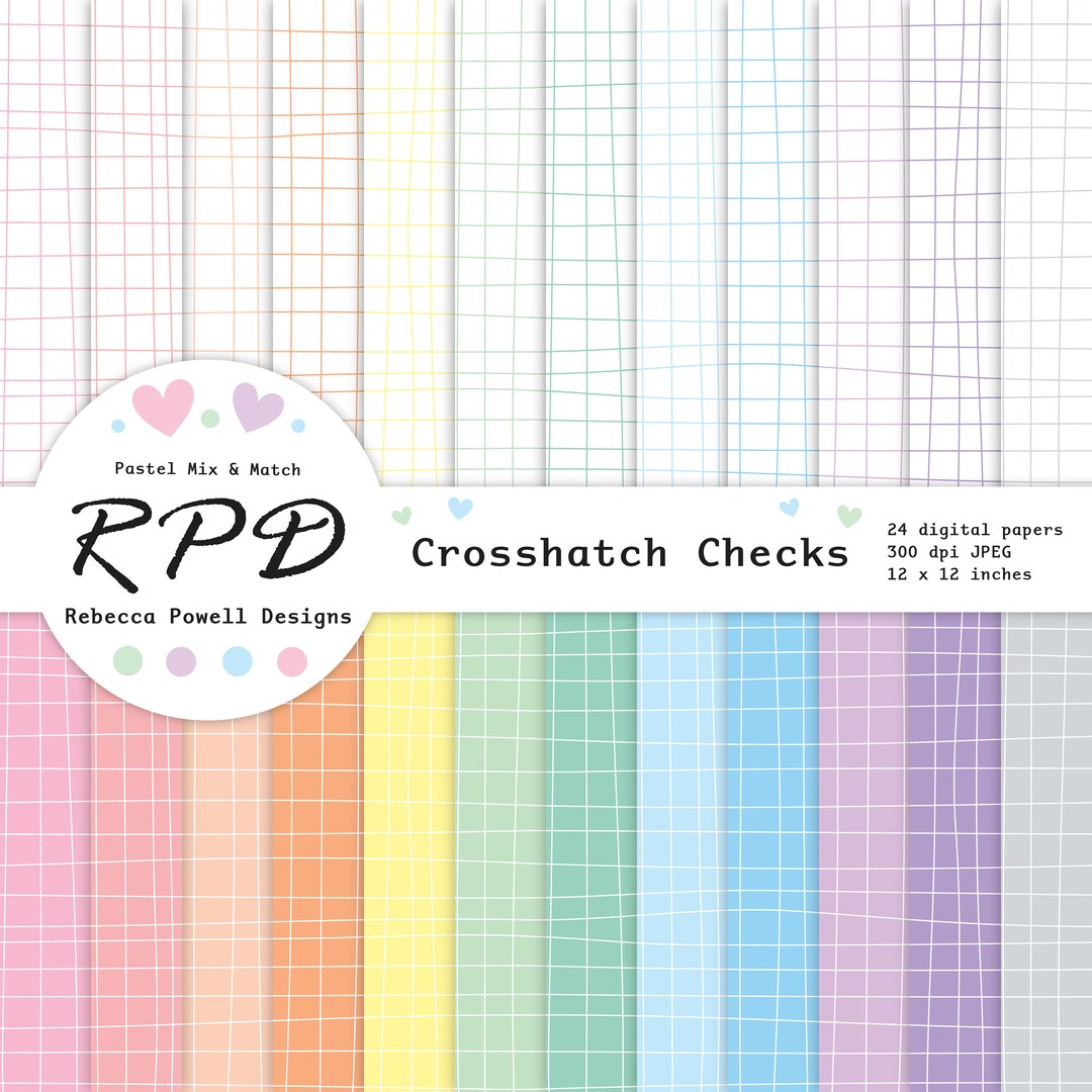 Crosshatch Pattern Seamless Digital Paper, Pastel Colours, White ...