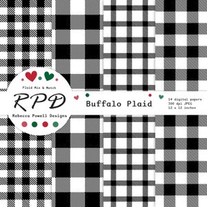 Buffalo Plaid Digital Paper Pack: Red, Green, Black, White (digital ...