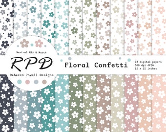 Small Polka Dots Digital Paper Pack, Seamless, Rainbow Colours, White ...