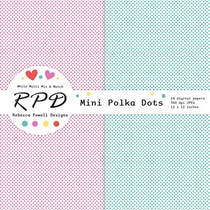 Mini Polka Dots Digital Paper Pack: Rainbow Seamless Pattern (12x12 ...