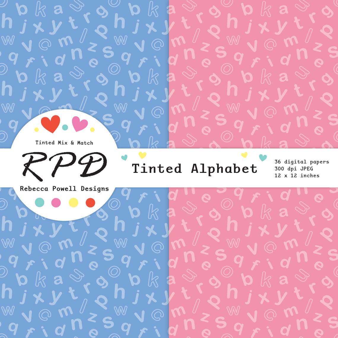 Alphabet Digital Paper Pack: Rainbow ABC Seamless Patterns (12x12 Jpegs ...