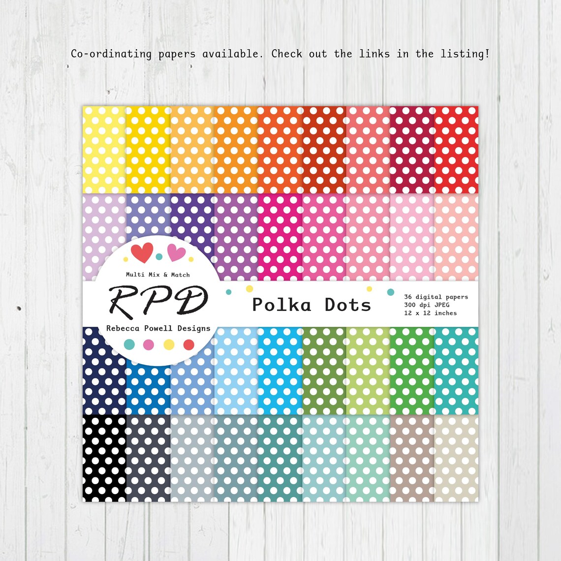 Polka Dots Digital Paper, Seamless Pattern, Rainbow Colours & White ...