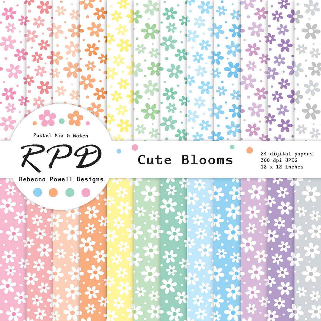 Floral Confetti Digital Paper Pack, Seamless Pattern, Pastel Colours ...