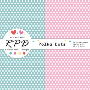 Polka Dots Digital Paper, Seamless Pattern, Rainbow Colours & White ...