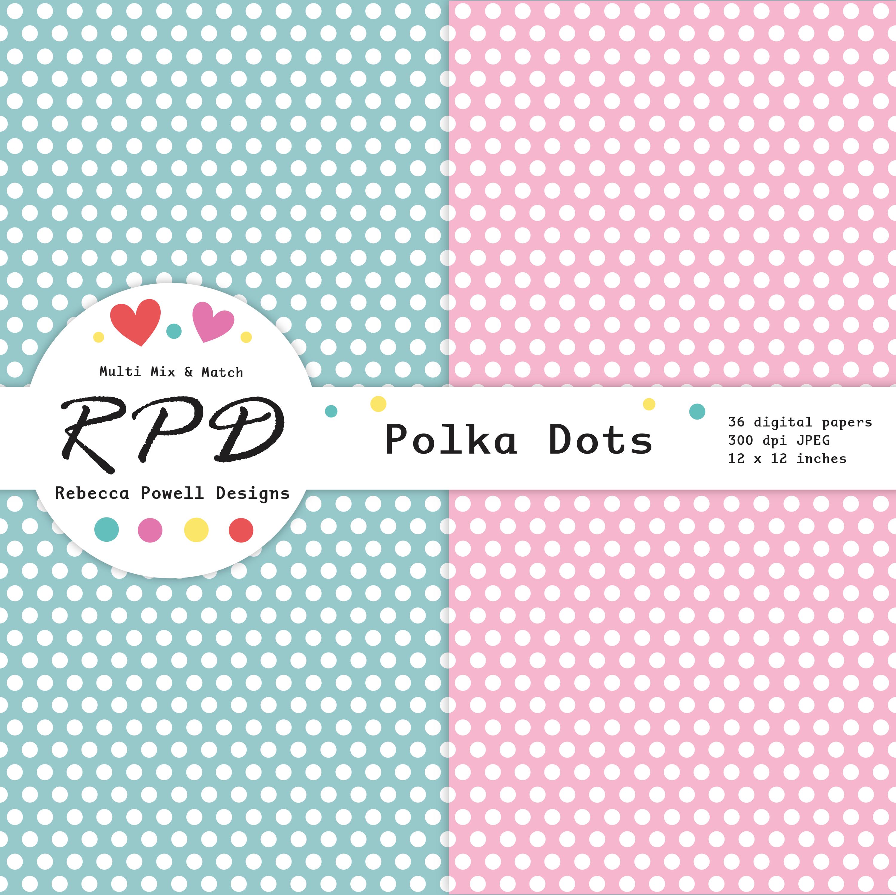 Polka Dots Digital Paper, Seamless Pattern, Rainbow Colours & White ...