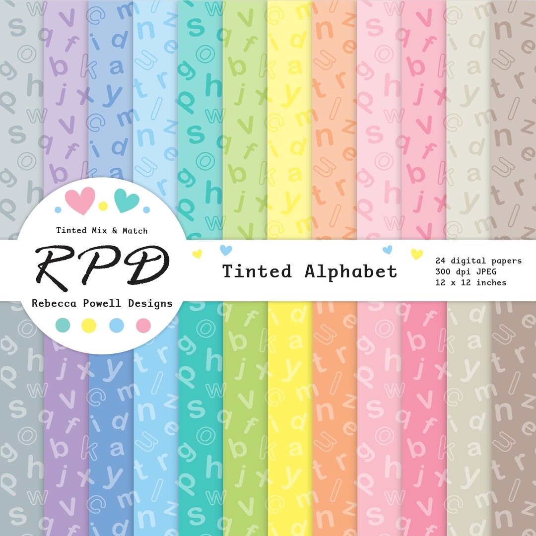 ABC Alphabet Letters Digital Paper, Seamless Pattern, Tinted Pastel ...