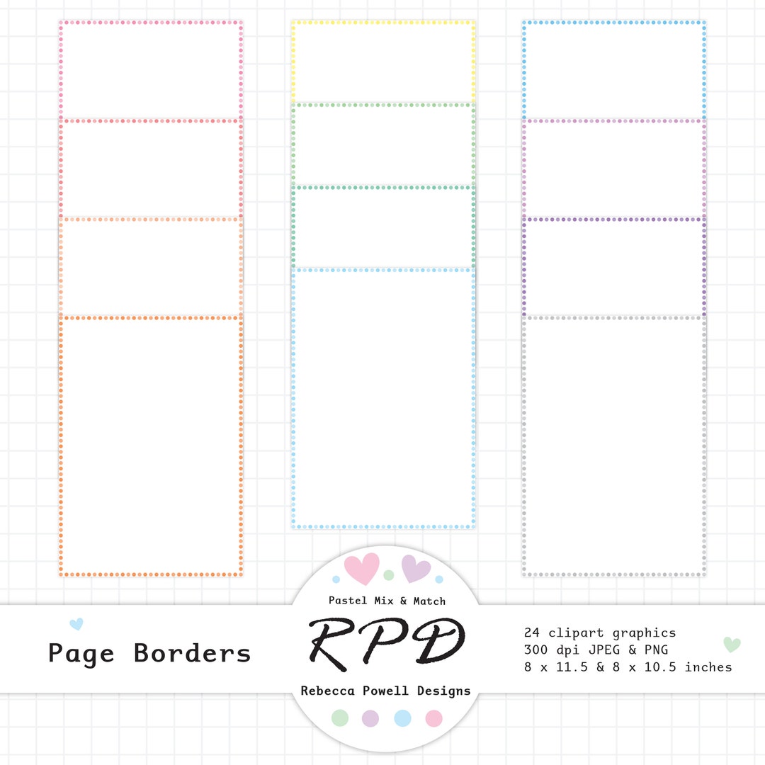 Polka Dot Page Borders Digital Clip Art Set, Pastel Colours, Letter ...